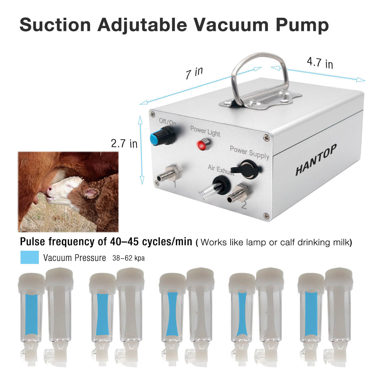 Pulsating Vacuum Pump for Hantop Milking Machine 7L 14L (Plug in ...